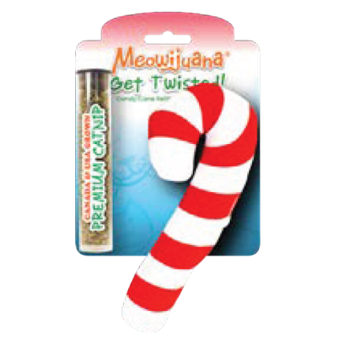 Meowijuana Get Twisted Refillable Candy Cane Catnip Cat Toy ...
