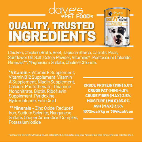 Dave's Pet Food Gravylicious Chicken & Beef with Veggies Pate Dinner ...